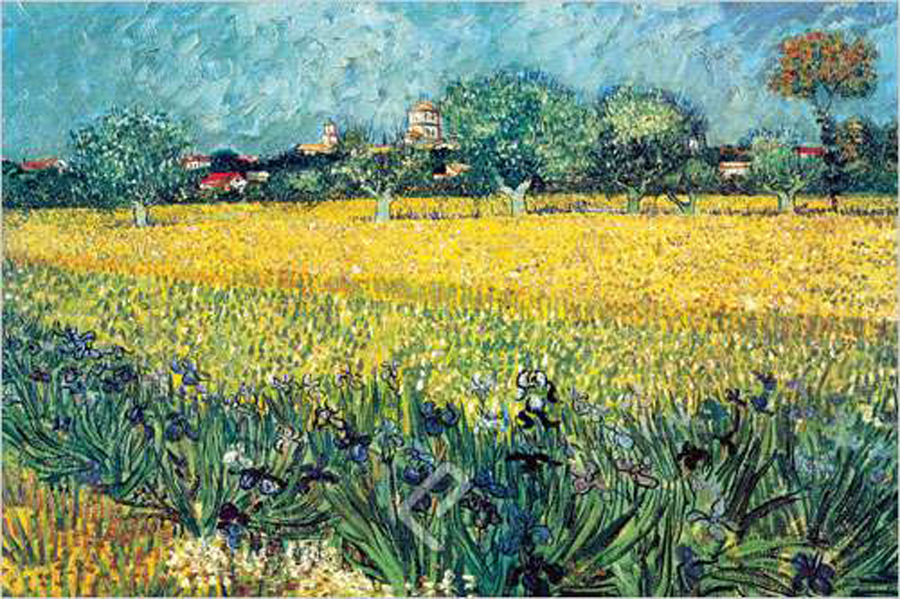 View of Arles with Irises in the Foreground, Art Print by Vincent Van ...