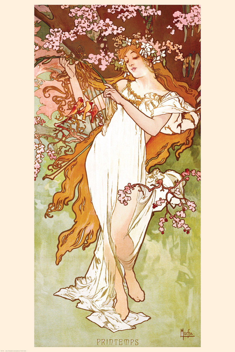 Printemps, 1896, Affiche d'Art par Alphonse Maria Mucha chez eurographics