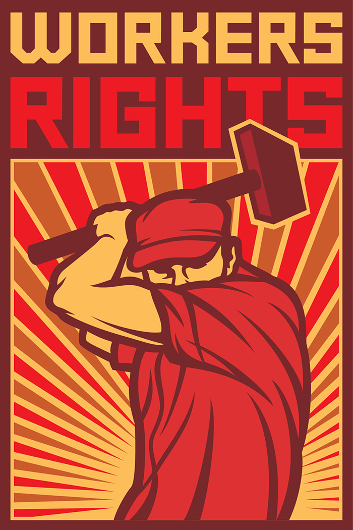 Stylized Workers Rights Poster, Giclee canvas prints at Eurographics