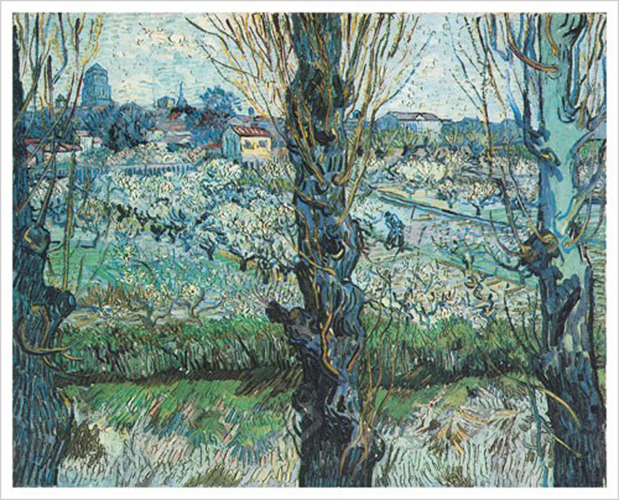 Orchard In Bloom With Poplars In The Foreground Canvas by Van Gogh