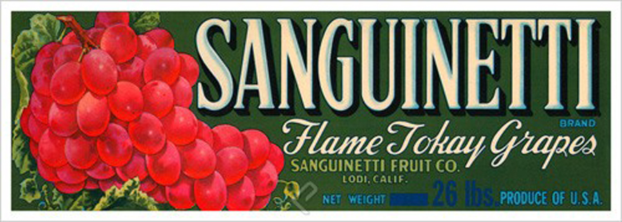 Sanguinetti Brand - Flame Tokay Grapes Giclee Print