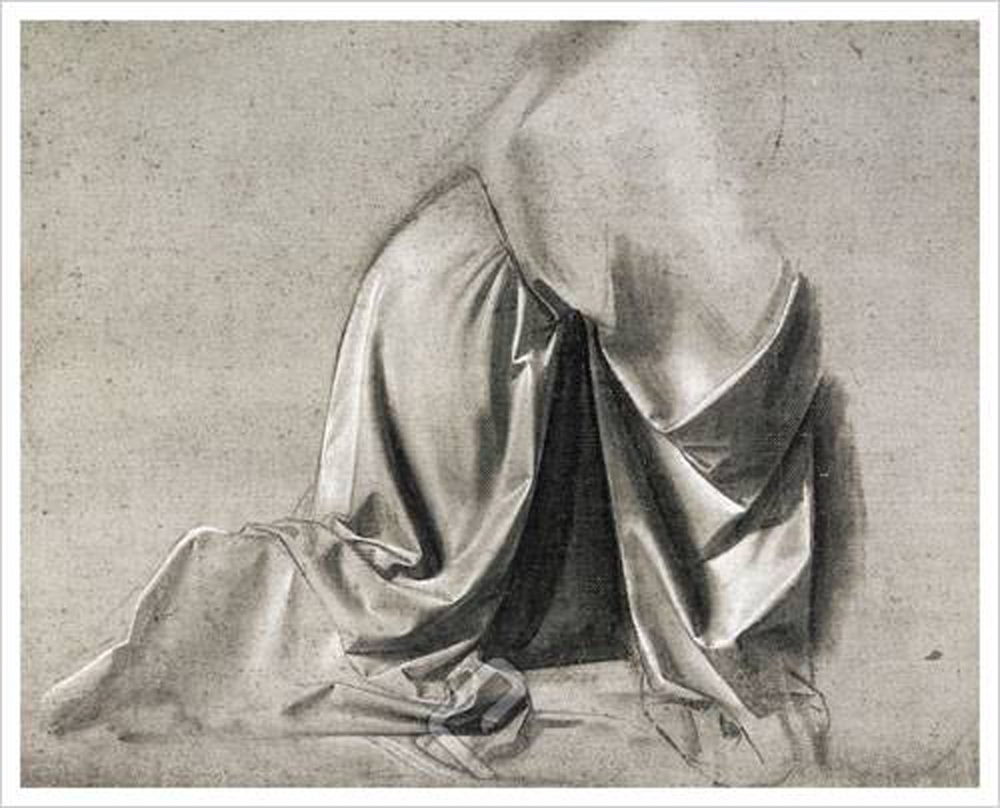 Study Drapery Figure Kneeling, Fine Art Giclee Print by Da Vinci