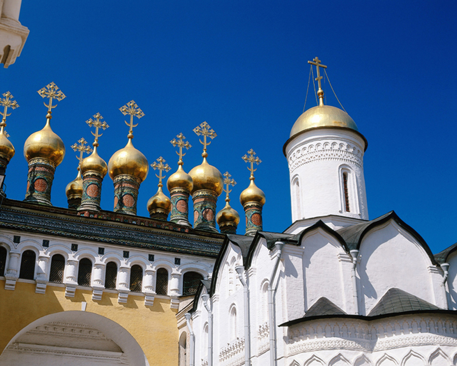 Onion towers at the Kremlin Cathedral, Moscow, Russia at Eurographics
