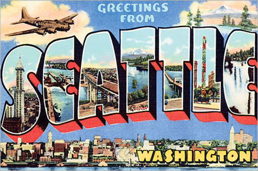 Greetings From Seattle Washington Giclee Print at Eurographics