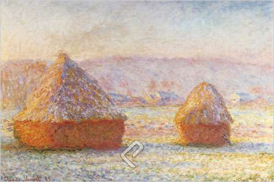 Grainstacks, White Frost Effect, Giclee Print on Photo Satin Paper by ...