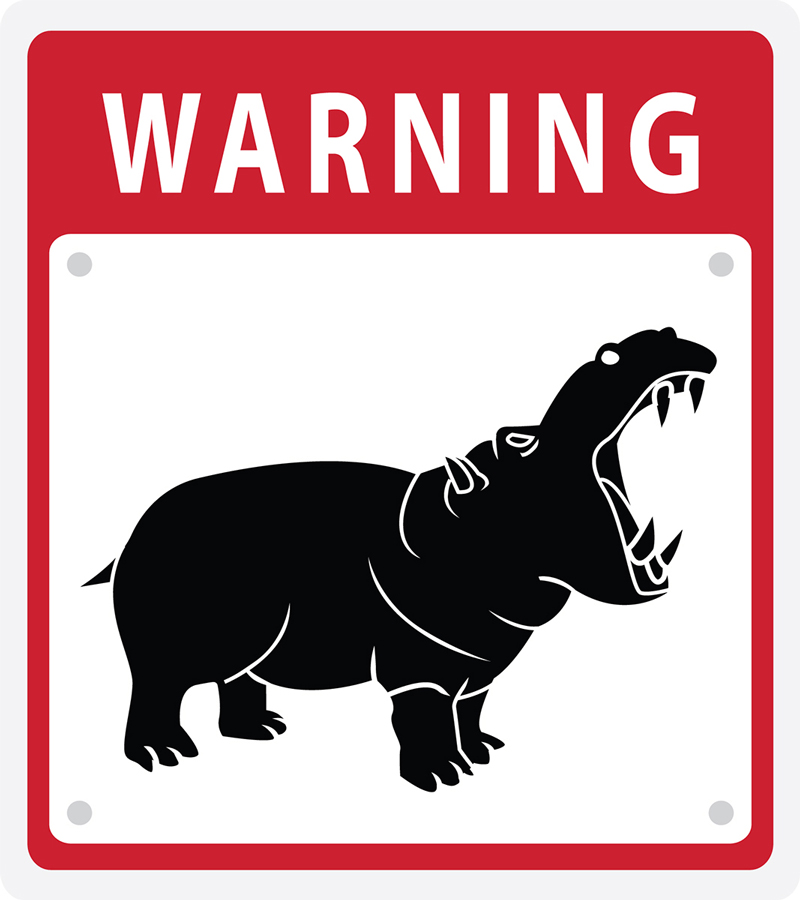 Hippo Warning Sign