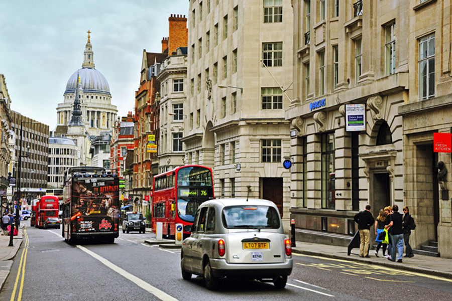 Traffic in Fleet Street with View of St. Paul's Cathedral at Eurographics