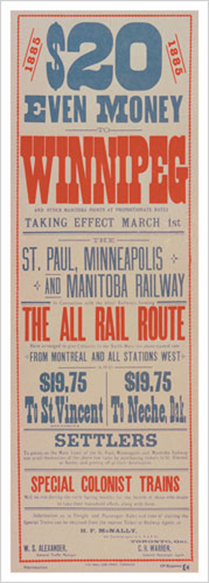$ 20 Even Money - The All Rail Route, 1885 (Canadian Pacific), Giclee ...