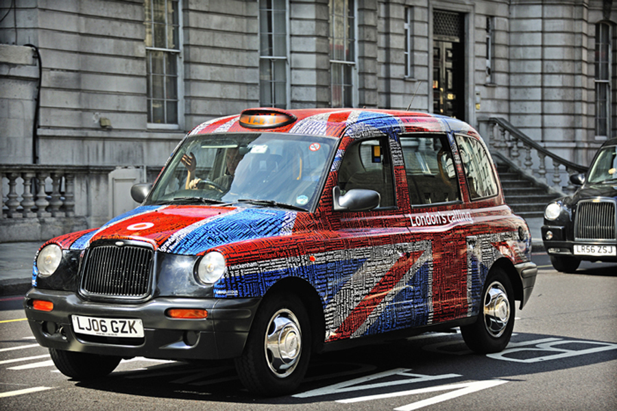 Union Jack Taxi in London at Eurographics