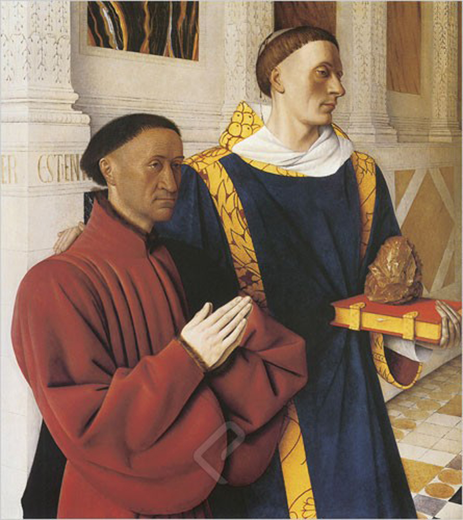 Estienne Chevalier With St. Stephen Canvas by Jean Fouquet
