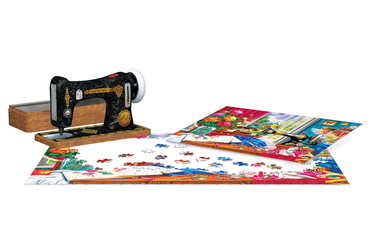 Sewing Machine Tin, colorful Puzzles at Eurographics