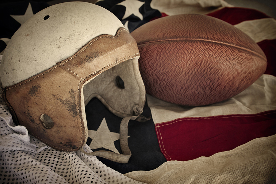 Football Helmet Pigskin & Flag, Giclee canvas prints at Eurographics
